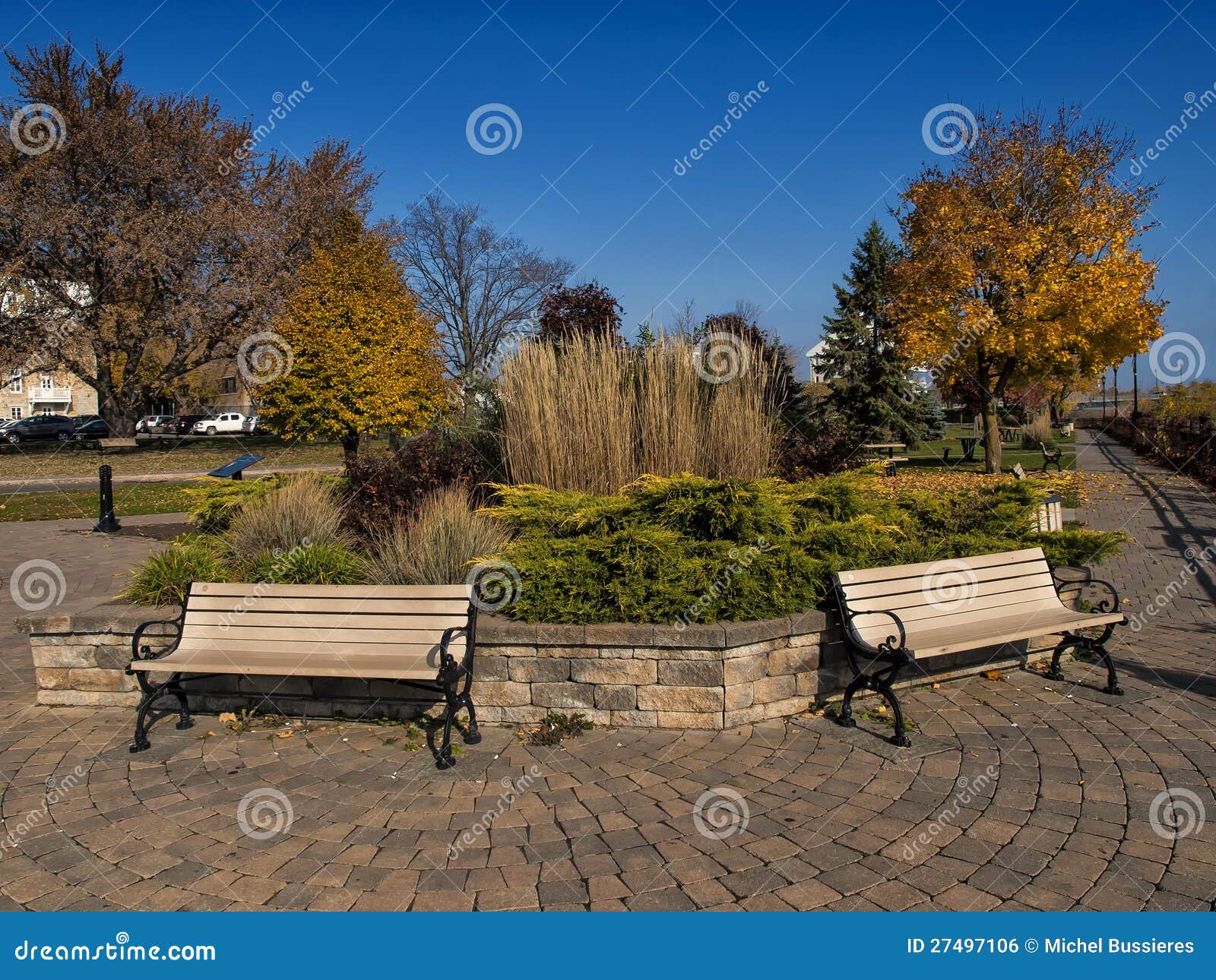 Benches in Park stock photo. Image of season, beautiful - 27497106