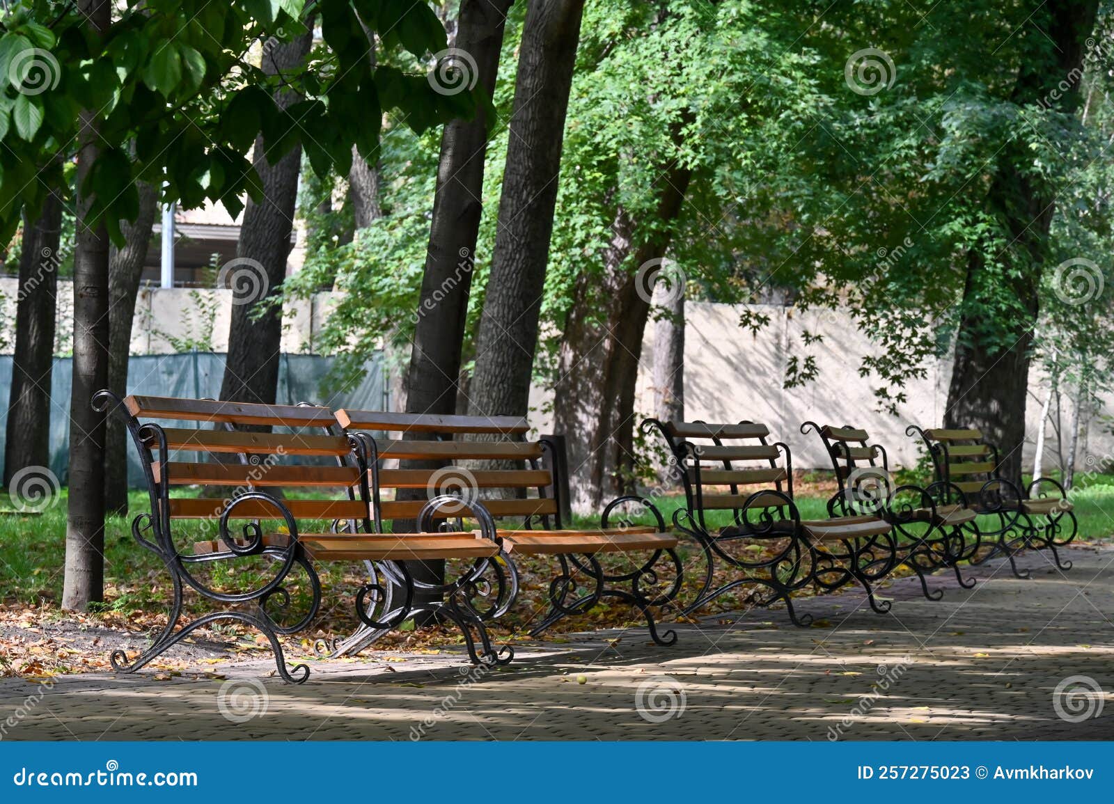 Benches in the park stock image. Image of seat, outdoor - 257275023
