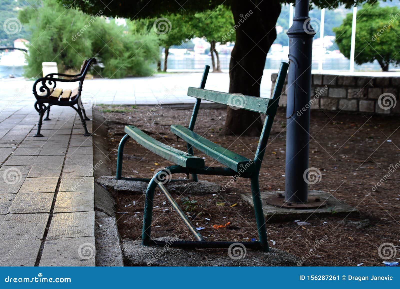 Benches in a park stock image. Image of crime, miss - 156287261