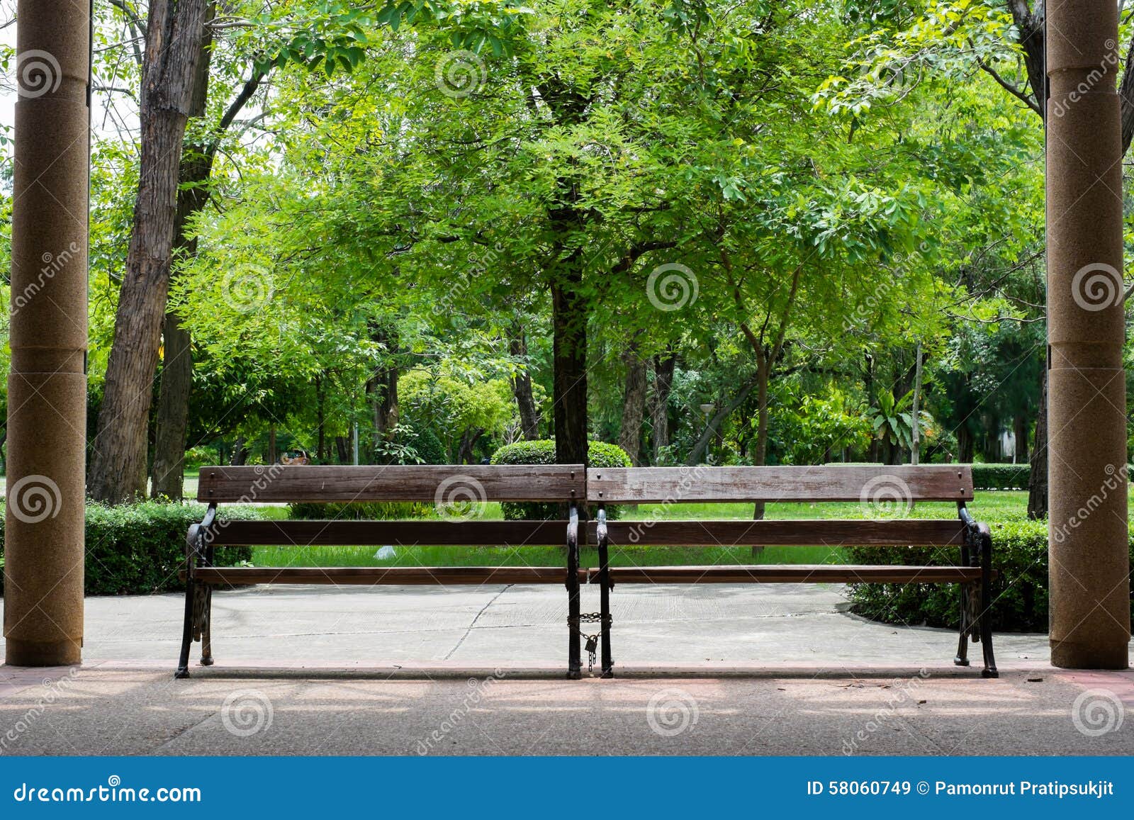 Benches in the park stock image. Image of modern, environment - 58060749
