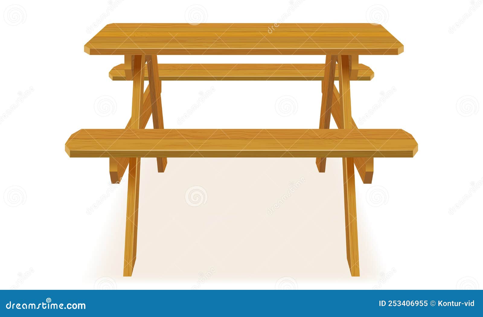 Benches with a Picnic Table in the Garden or Park Vector Illustration ...