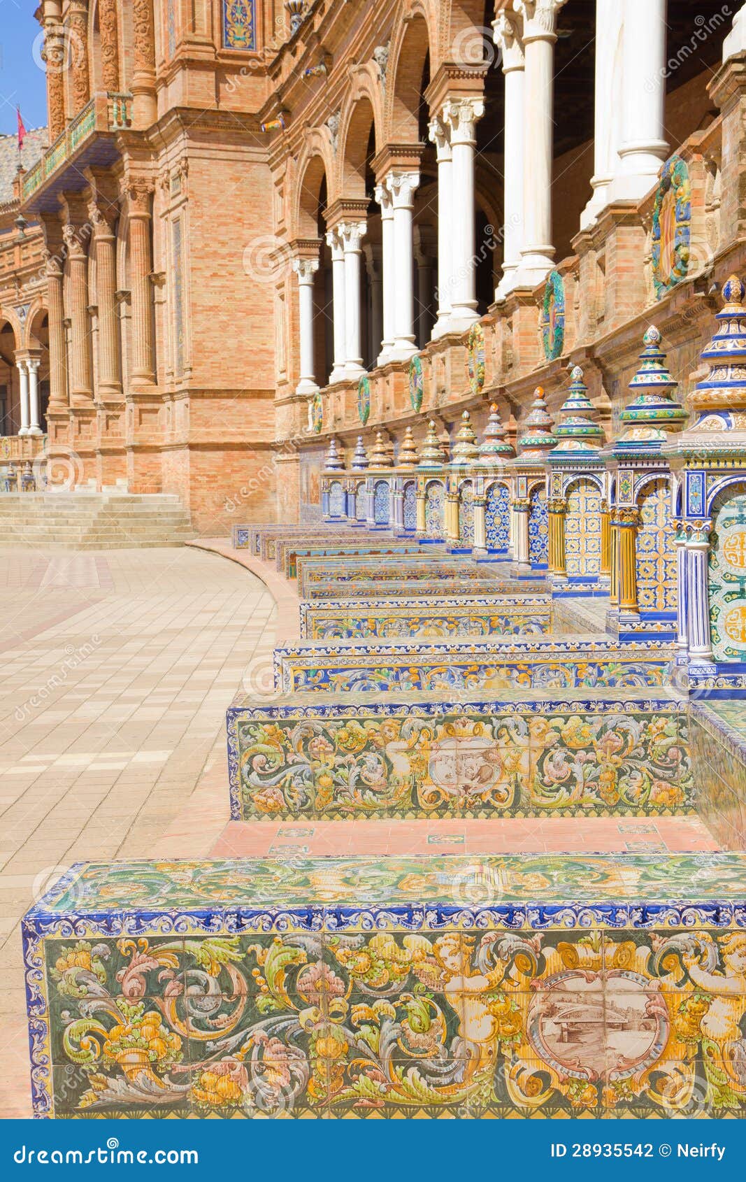 Benches of Plaza De Espa?a, Sevilla, Spain Stock Photo - Image of place ...
