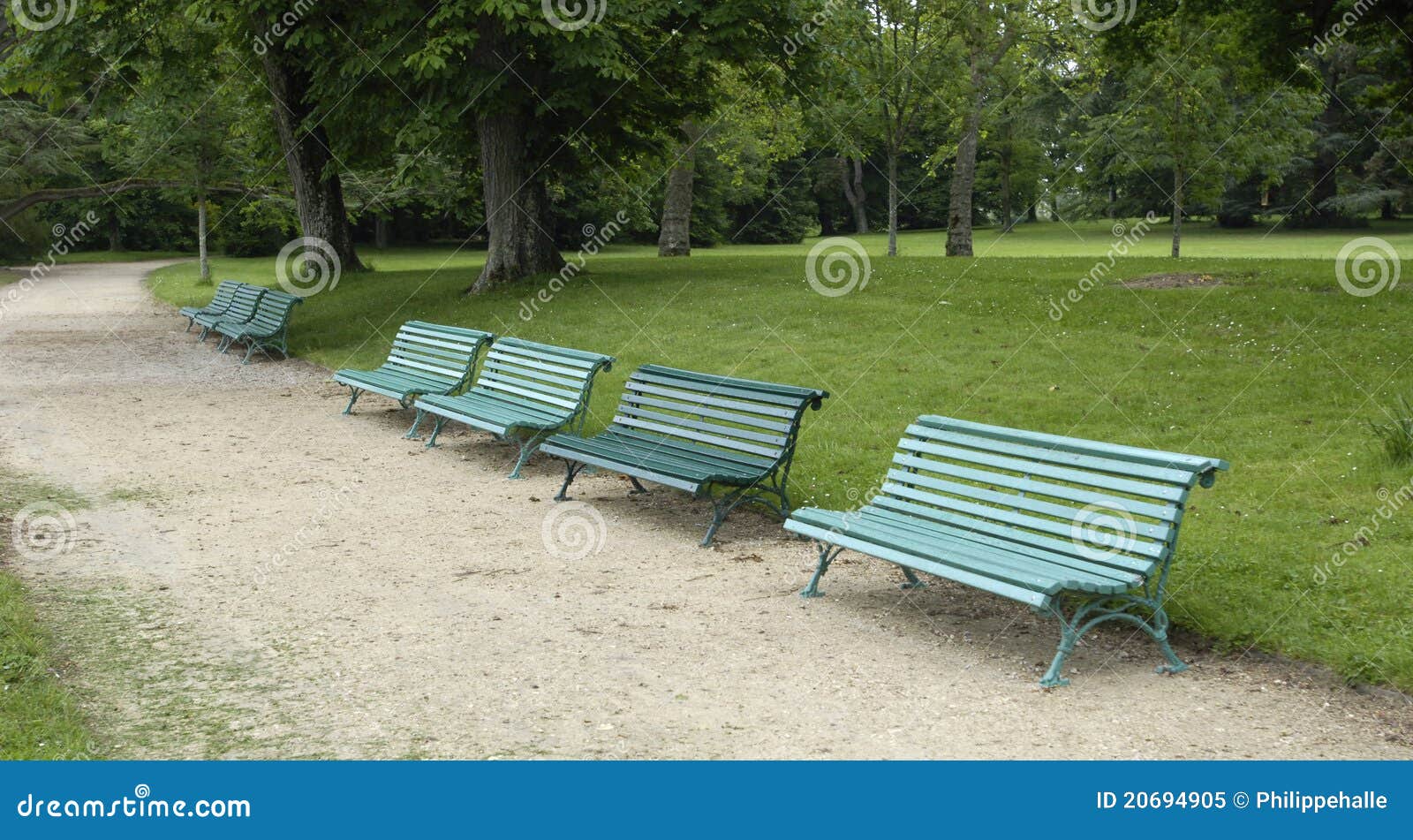 Benches in a public park stock image. Image of wood, wooden - 20694905