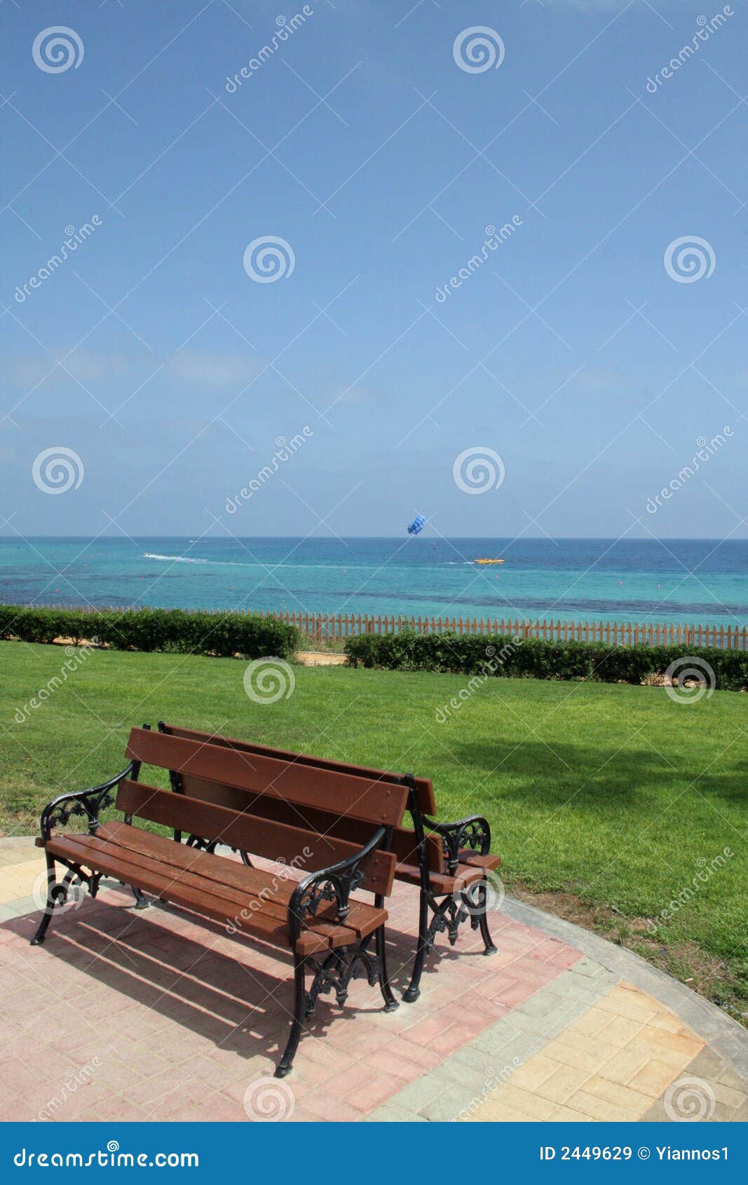 Benches by the sea stock image. Image of seat, holidays - 2449629