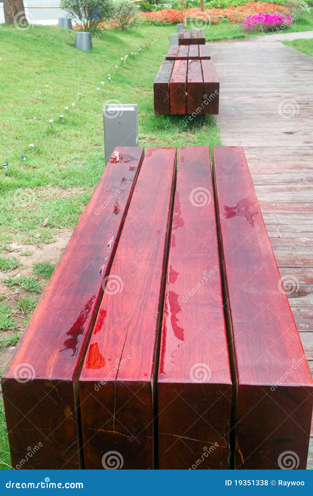 Benches by wooden road stock photo. Image of yard, relax - 19351338