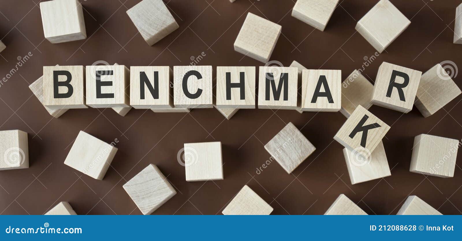 Benchmark Word on Cubes on Wooden Stock Photo - Image of study ...