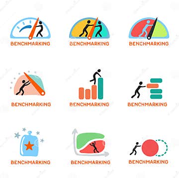 Benchmarking Concept Logo, Vector Icon Set Stock Vector - Illustration ...