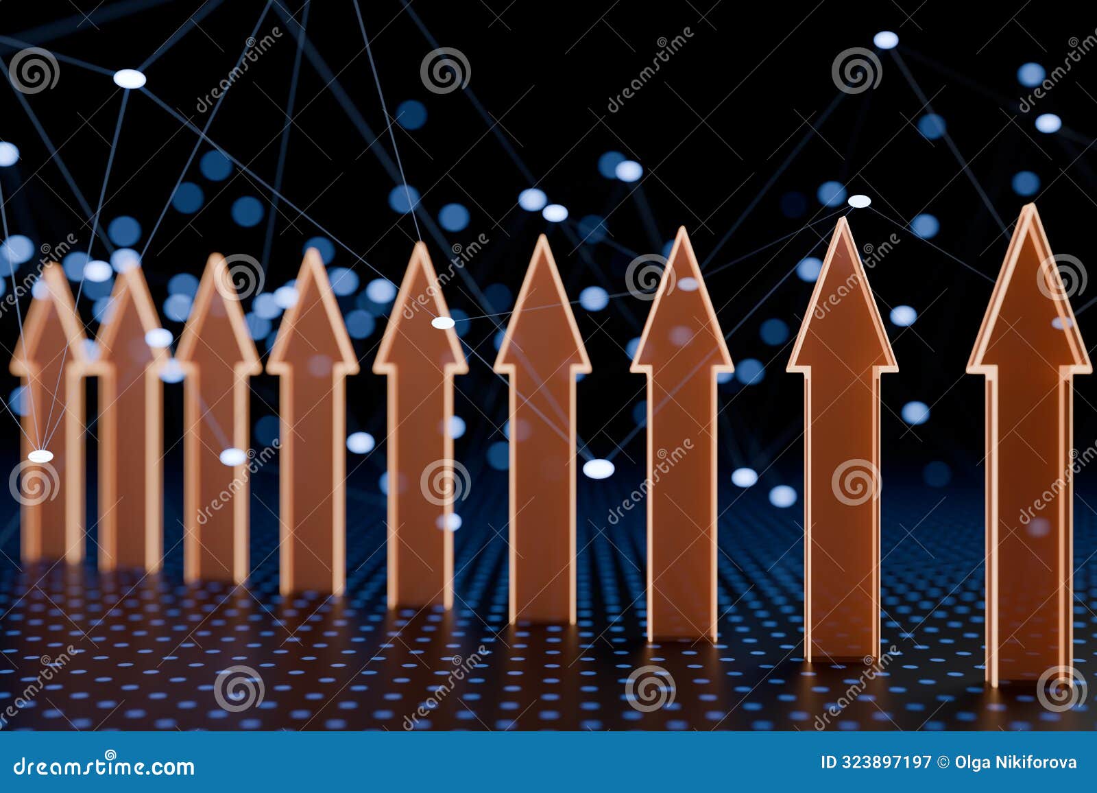 Benchmarking Concept.Multiple Brown Arrows Pointing Upwards With A ...