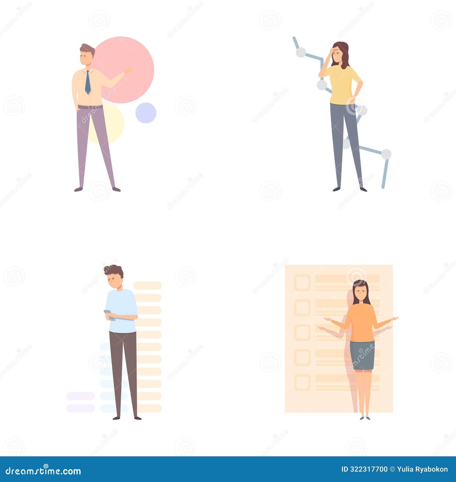 Benchmarking Process Icons Set Cartoon Vector. People Testing Product ...