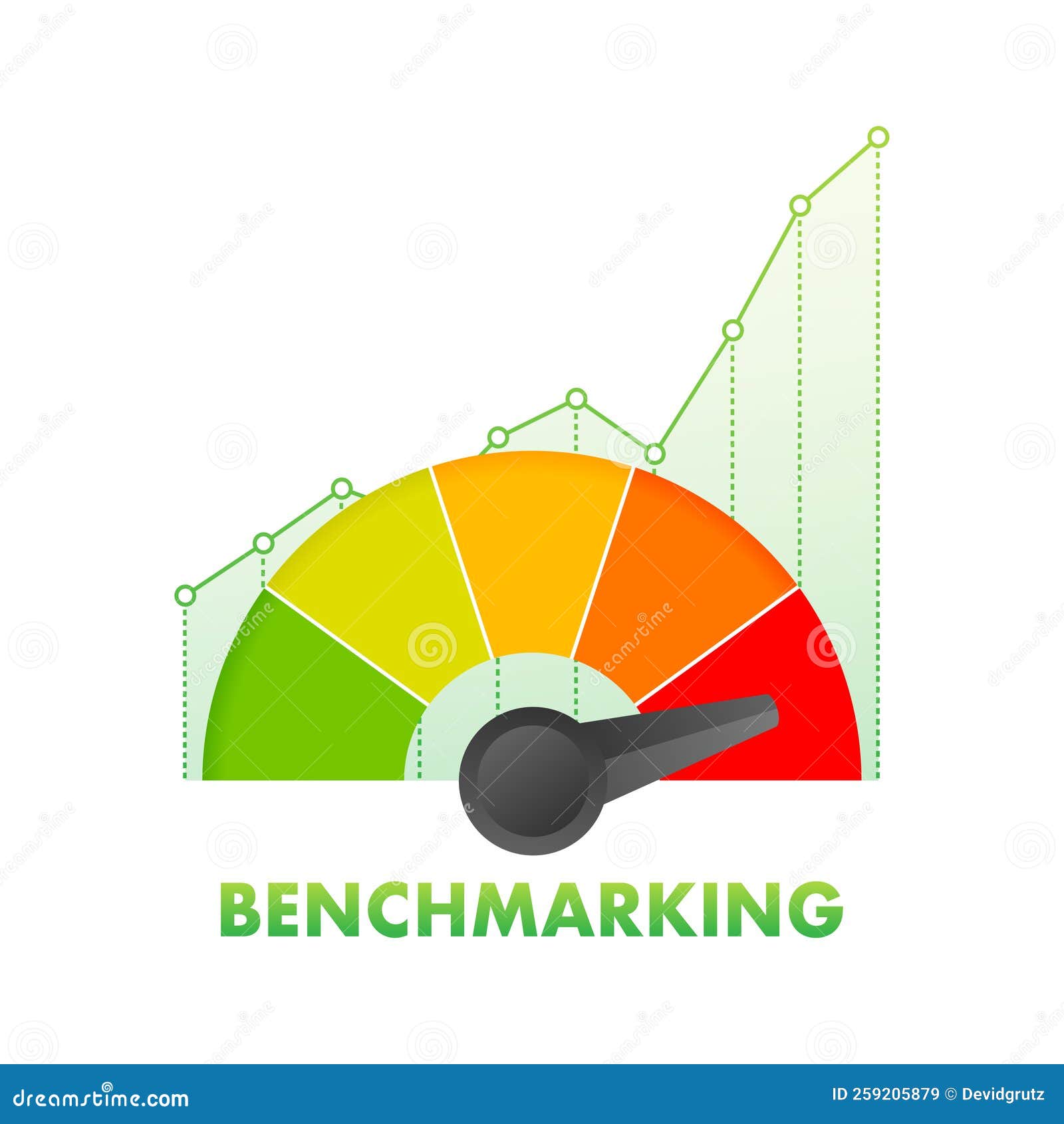 Benchmarking Speedometer, General Indicator, Business Concept. Vector ...