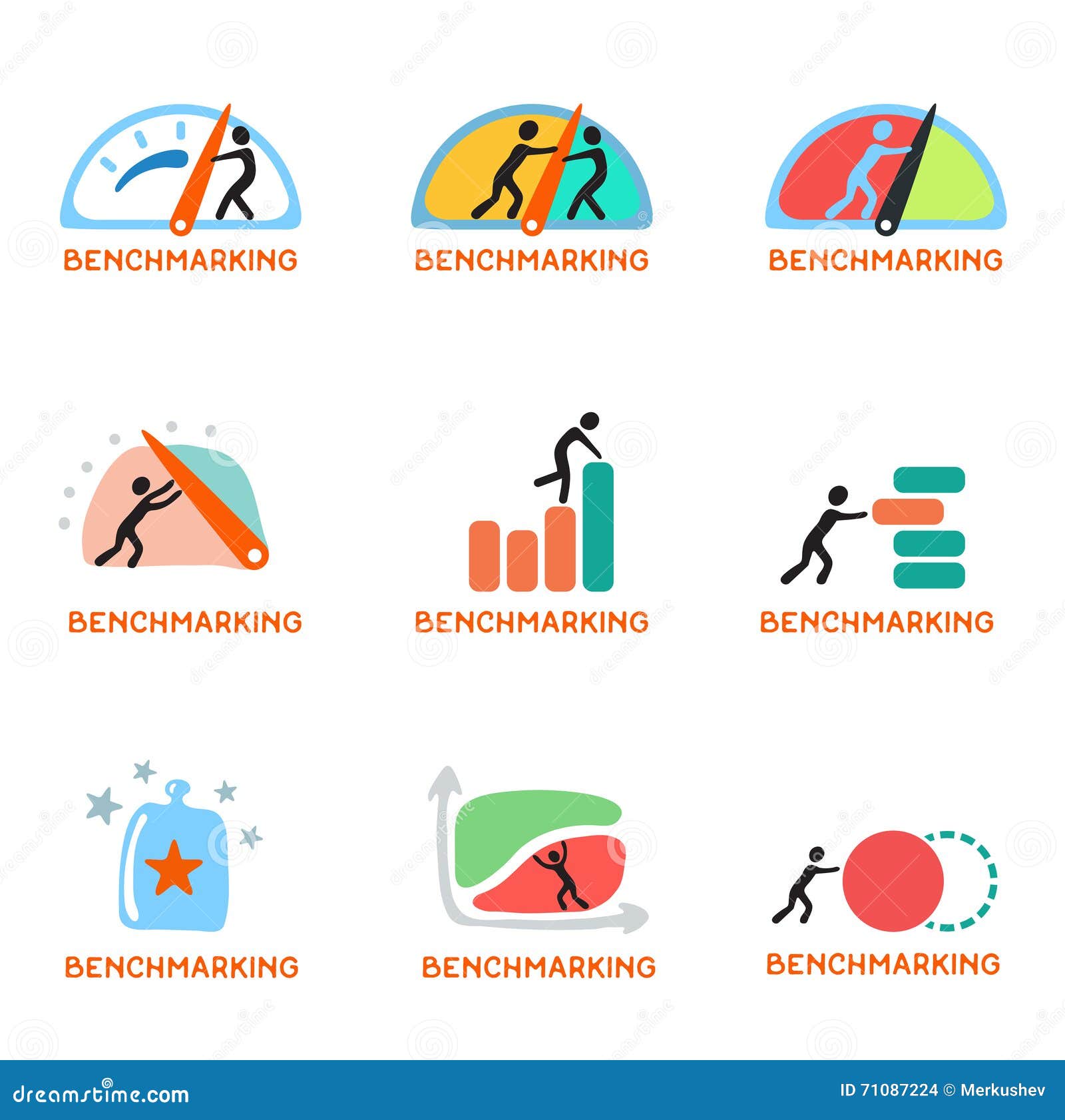 Benchmarkingkonzeptlogo, Vektorikonensatz Vektor Abbildung ...