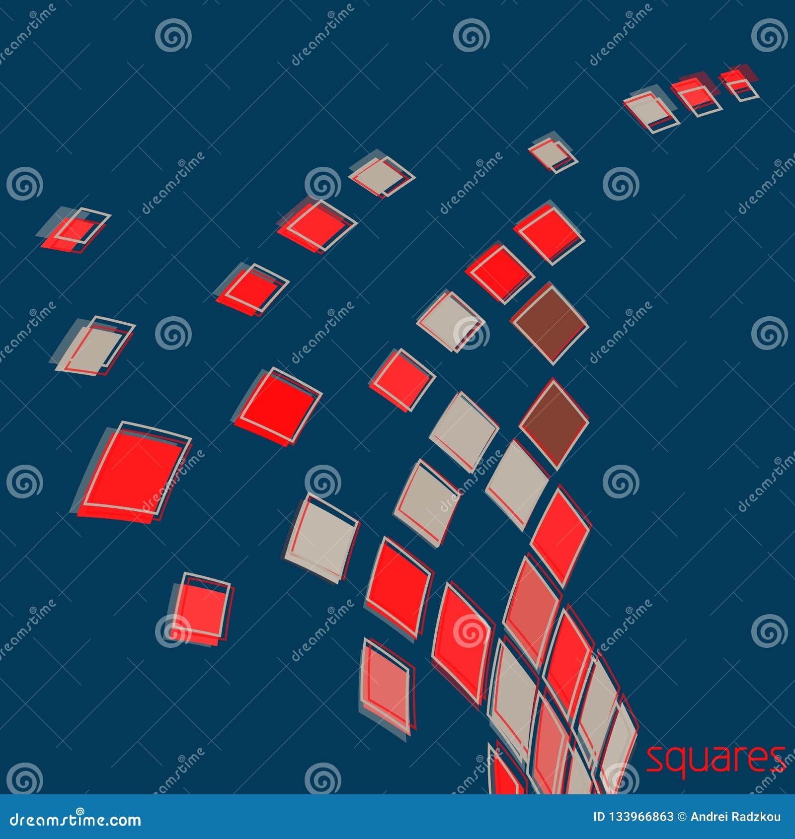 With a Bend, Distribution of Squares on a Blue Stock Vector ...