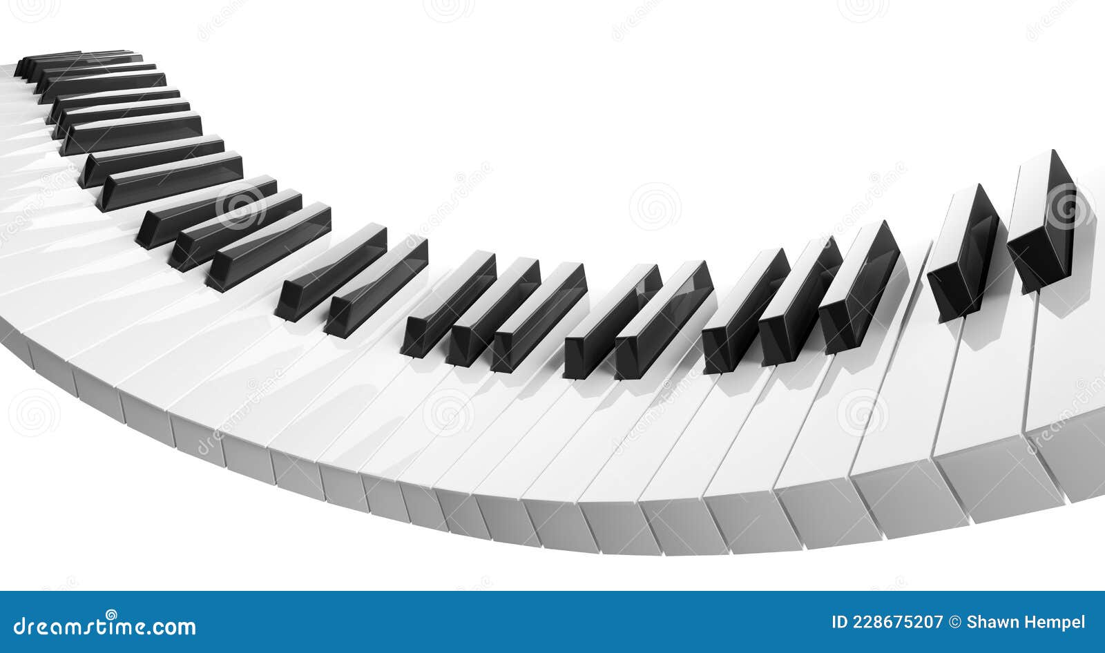 Bend Piano or Keyboard Keys Wave or Curve Isolated on White Background ...