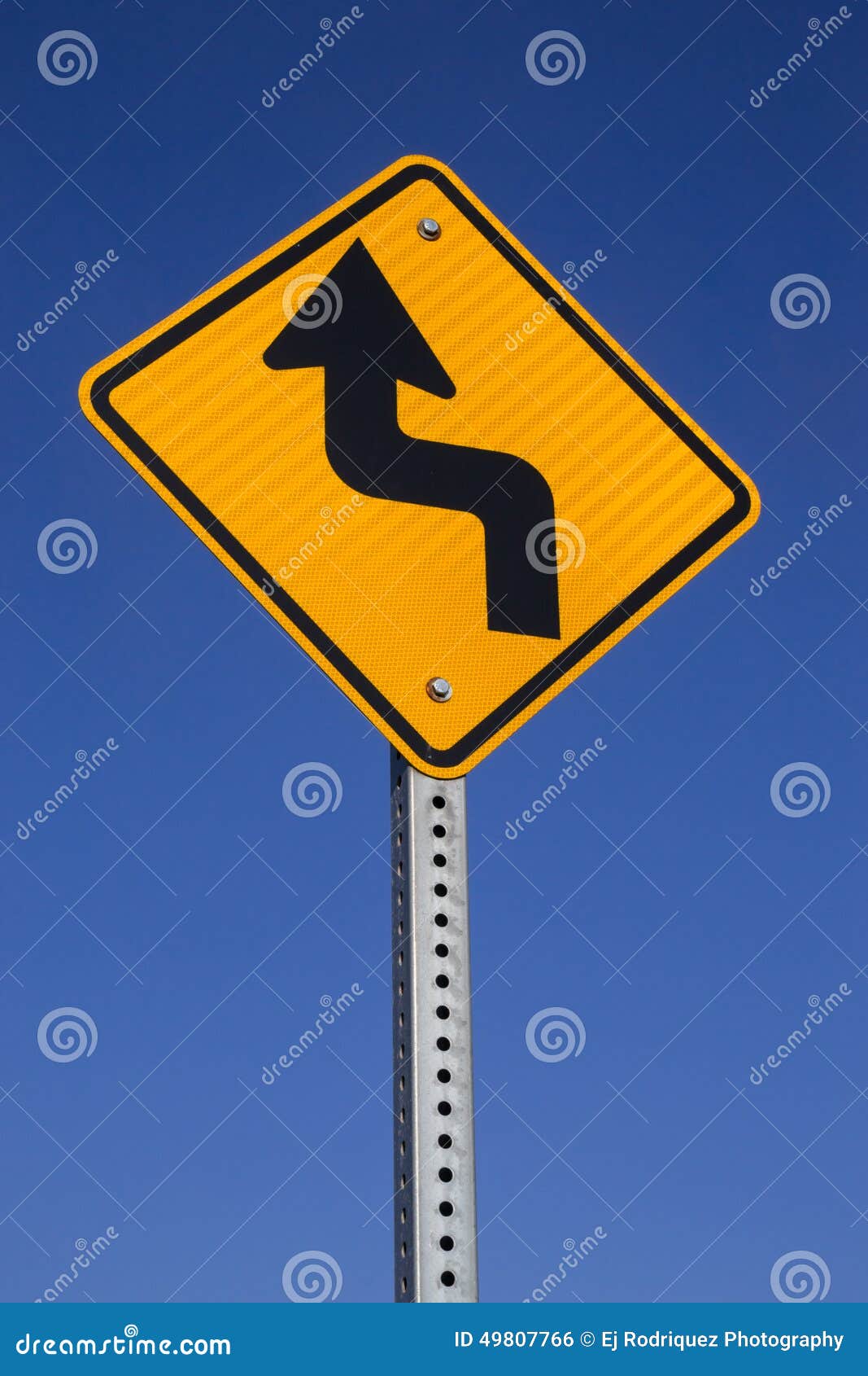 Bend in road sign. stock photo. Image of dangerous, point - 49807766