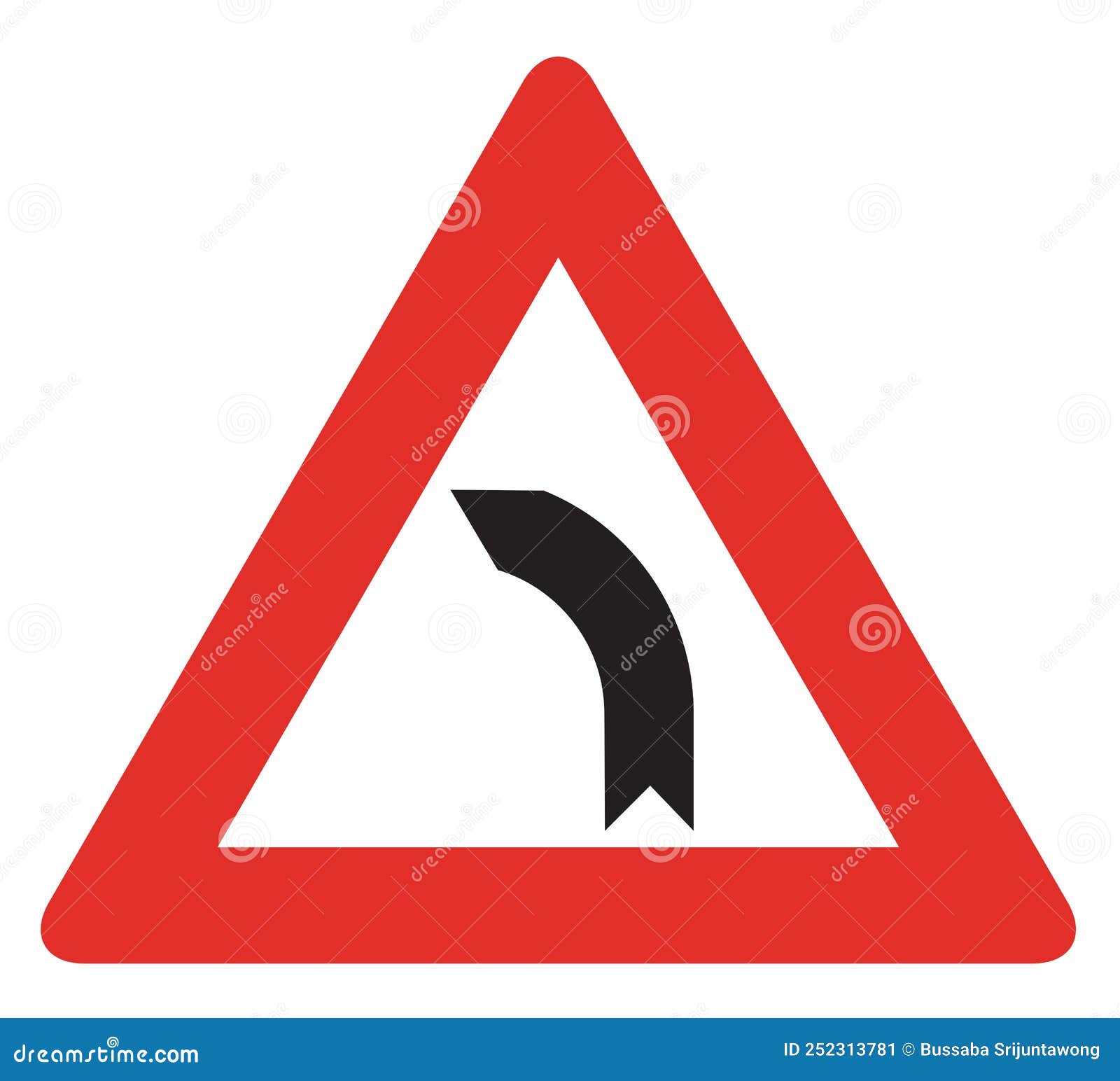 Bend To Left Warning Traffic Signs Stock Illustration - Illustration of ...