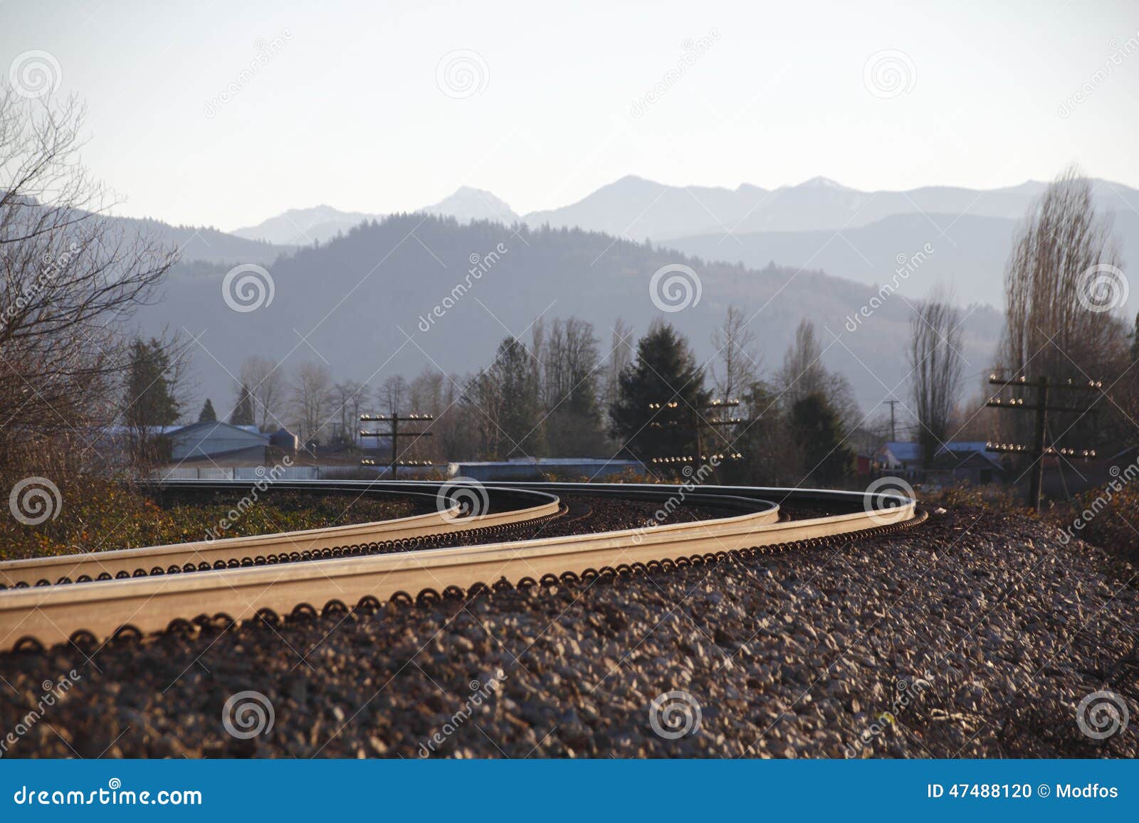 Bend in the Tracks stock photo. Image of railroad, track - 47488120