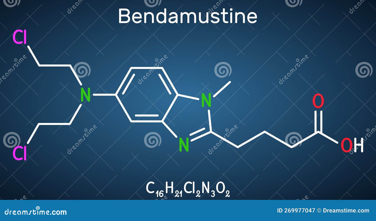 Bendamustine Molecule. it is Alkylating Agent, Used in Treatment of ...