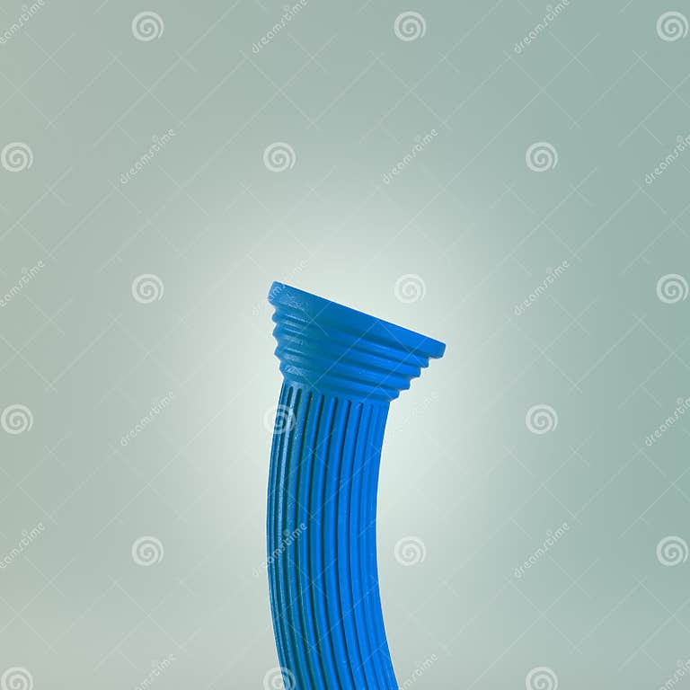 Bended Blue Column on Gray Background. 3d Render Stock Illustration ...