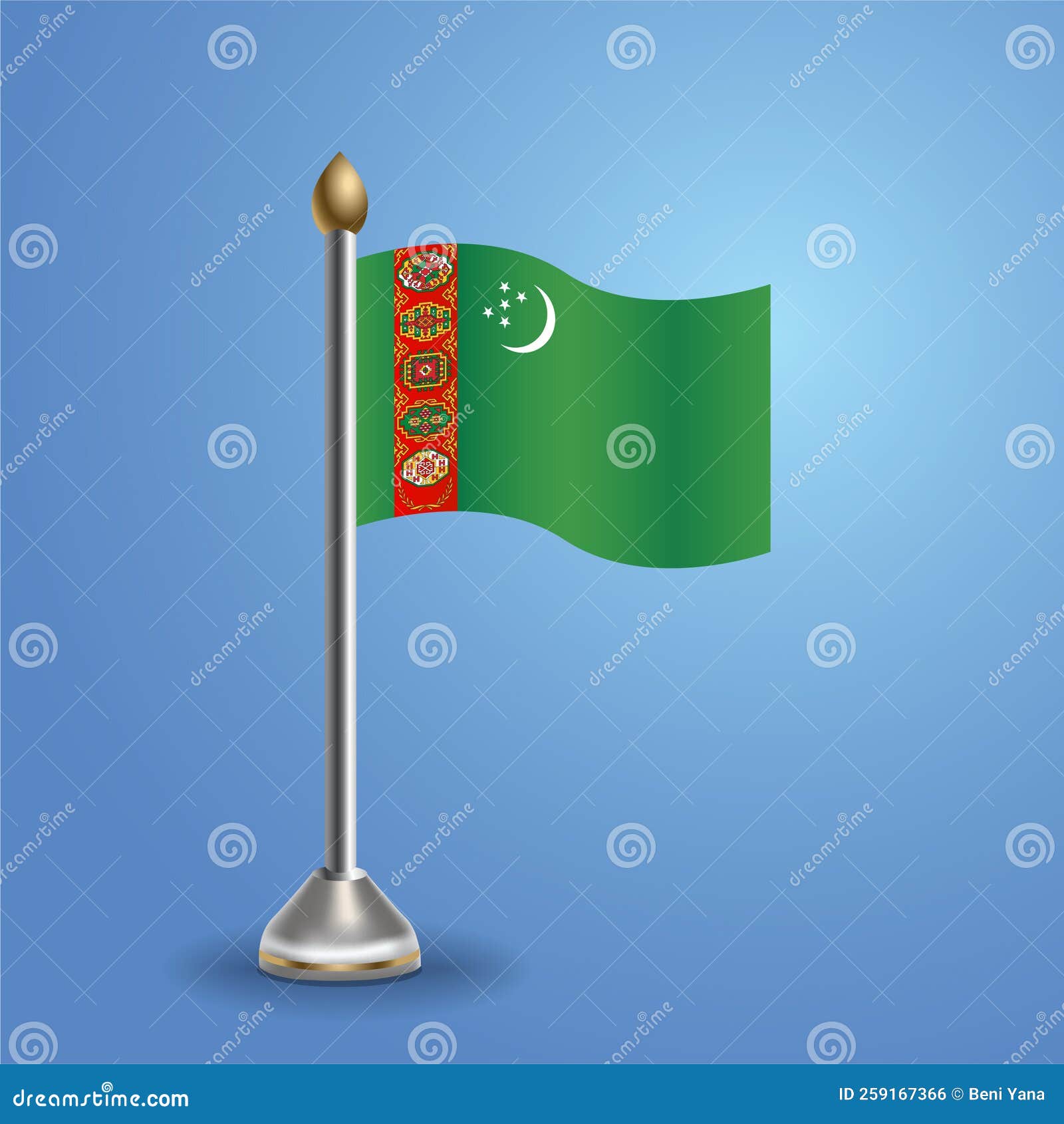 Flag of Turkmenistan. National Symbol, Vector Illustration Stock Vector ...
