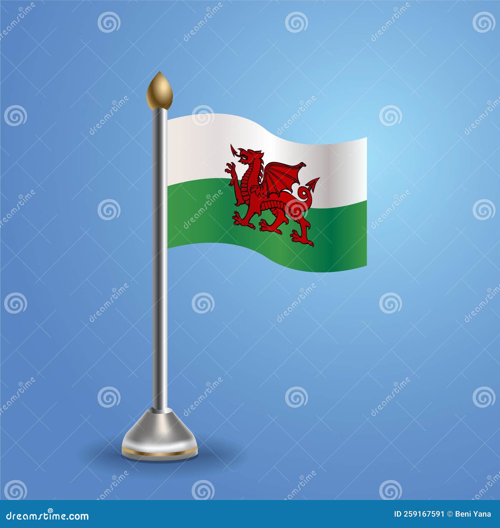 Flag of Wales. National Symbol, Vector Illustration Stock Vector ...