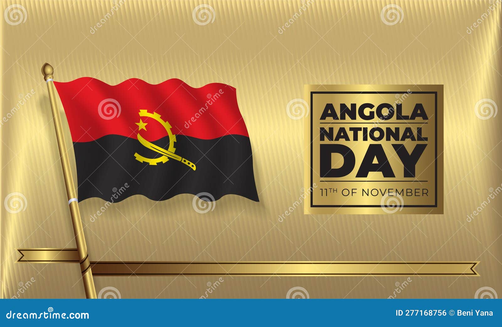 Flag Angola National Day Banner with Gold Vector Color Stock Vector ...