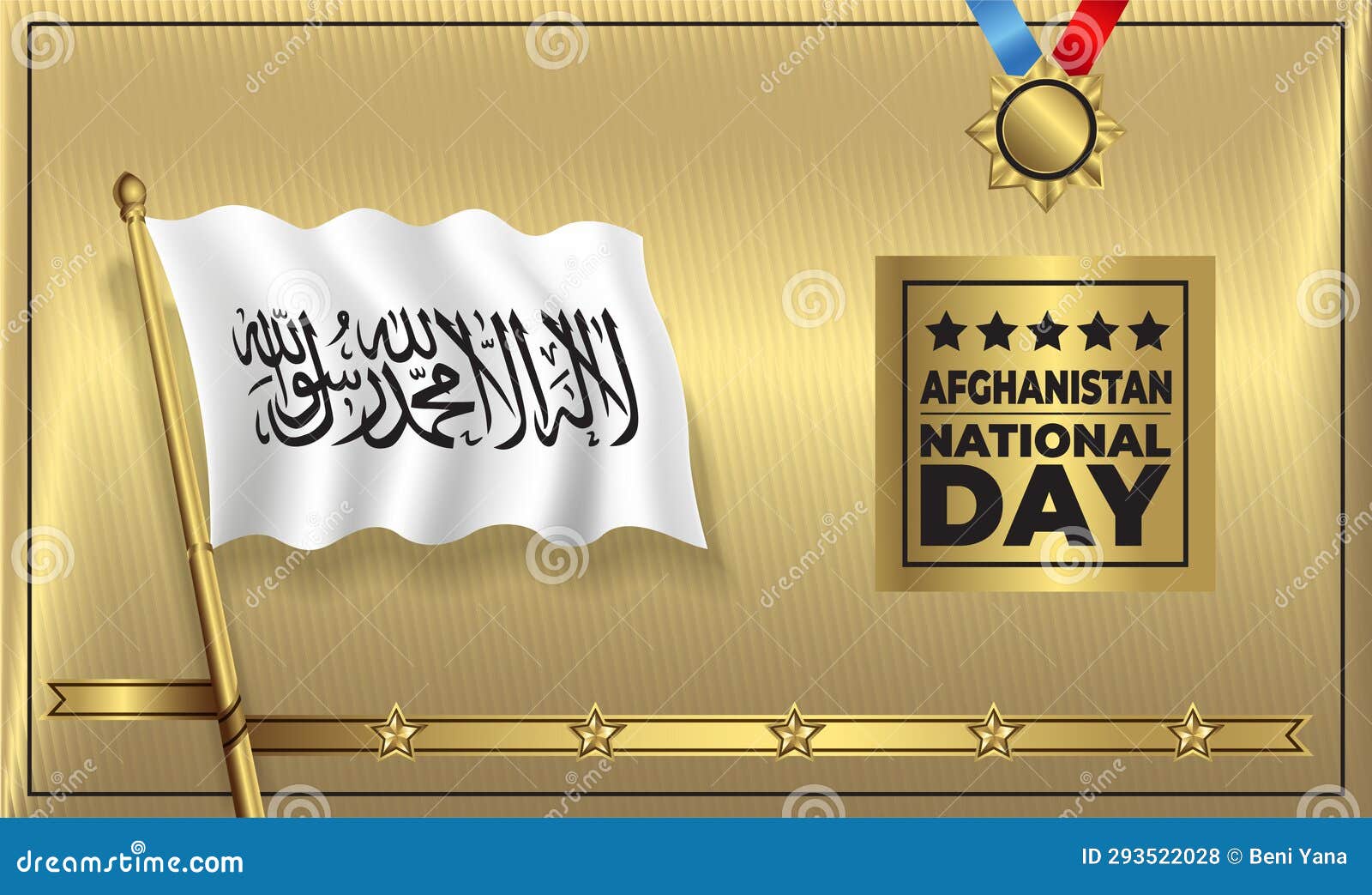 Afghanistan Flag National Day Banner with Gold Vector Color Stock ...