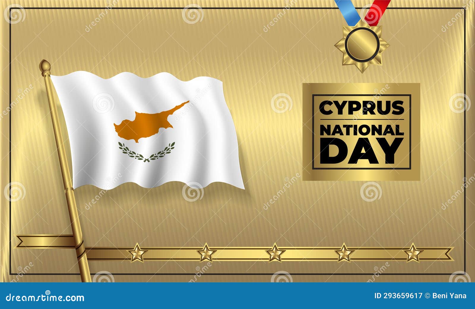 Cyprus Flag National Day Banner with Gold Vector Color Stock Vector ...