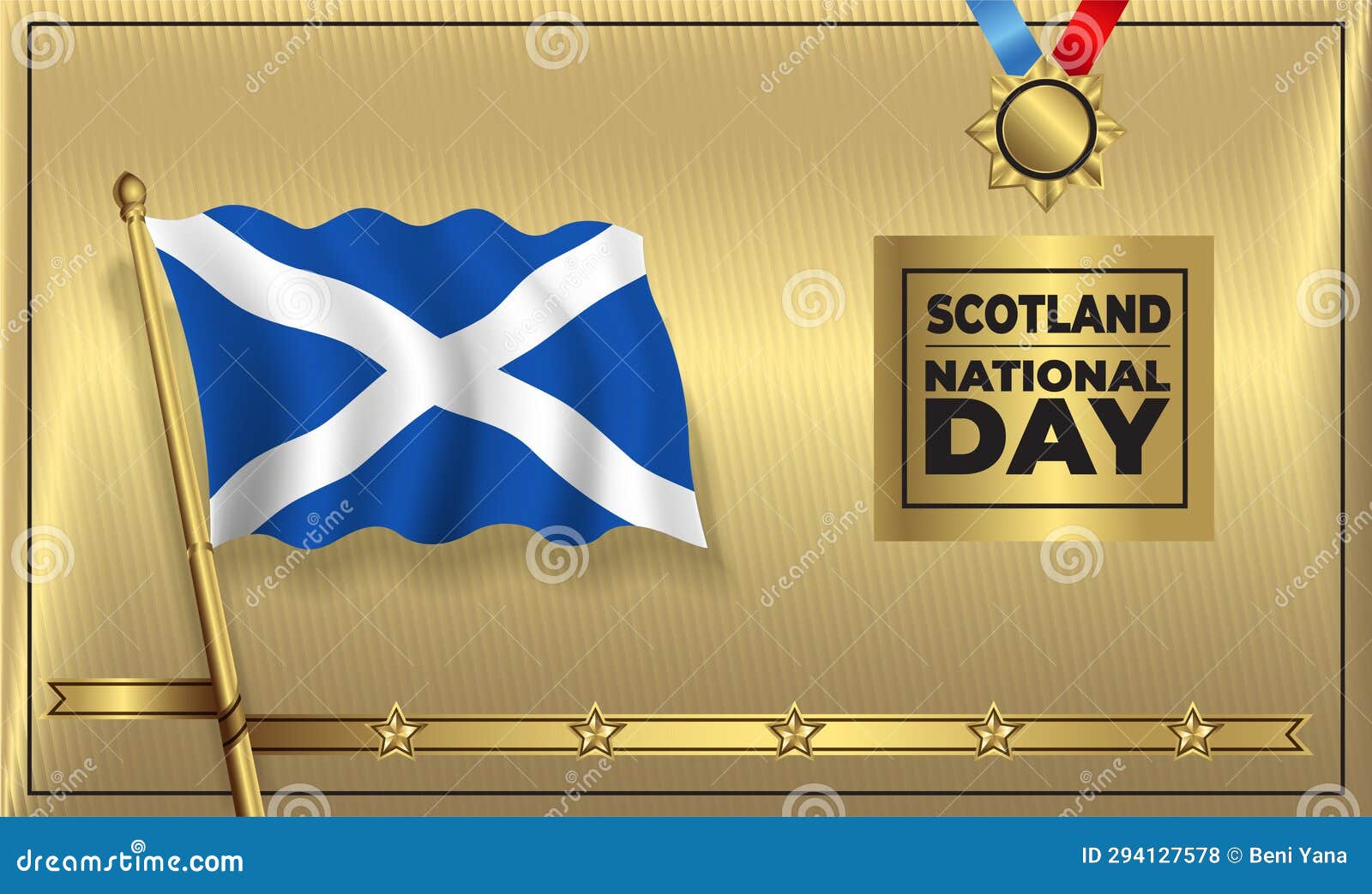 Scotland Flag National Day Banner with Gold Vector Color Stock Vector ...