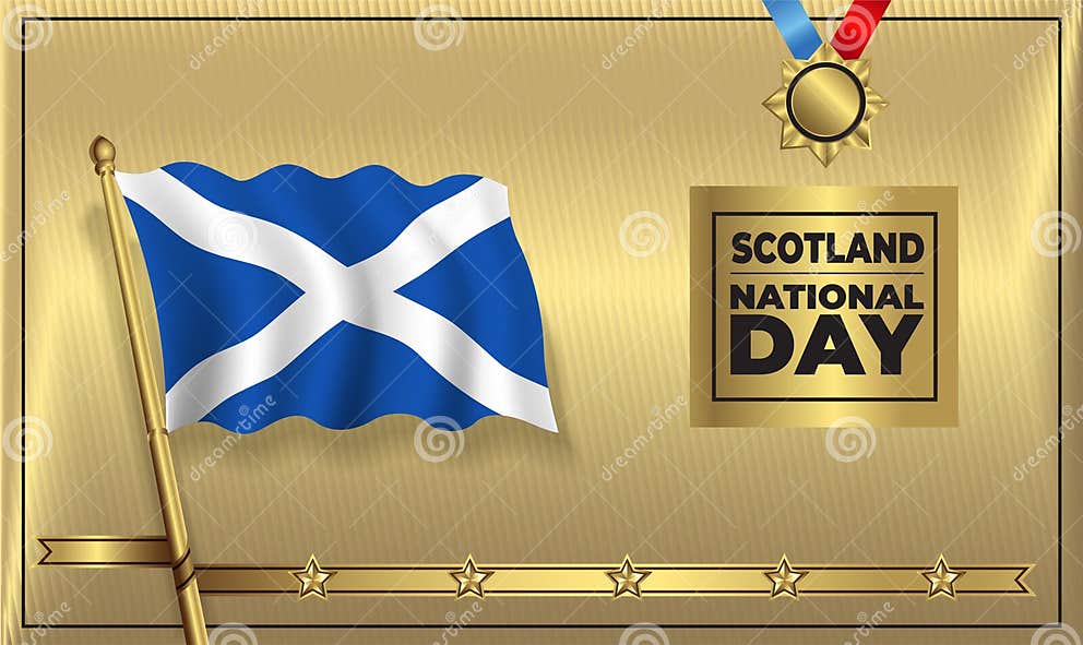 Scotland Flag National Day Banner with Gold Vector Color Stock Vector ...