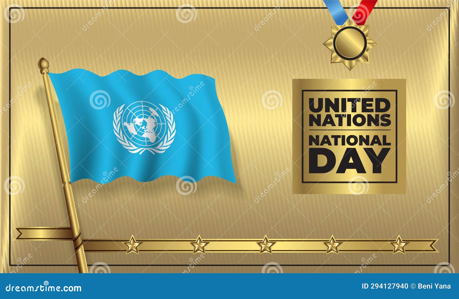 United Nations Flag National Day Banner with Gold Vector Color ...