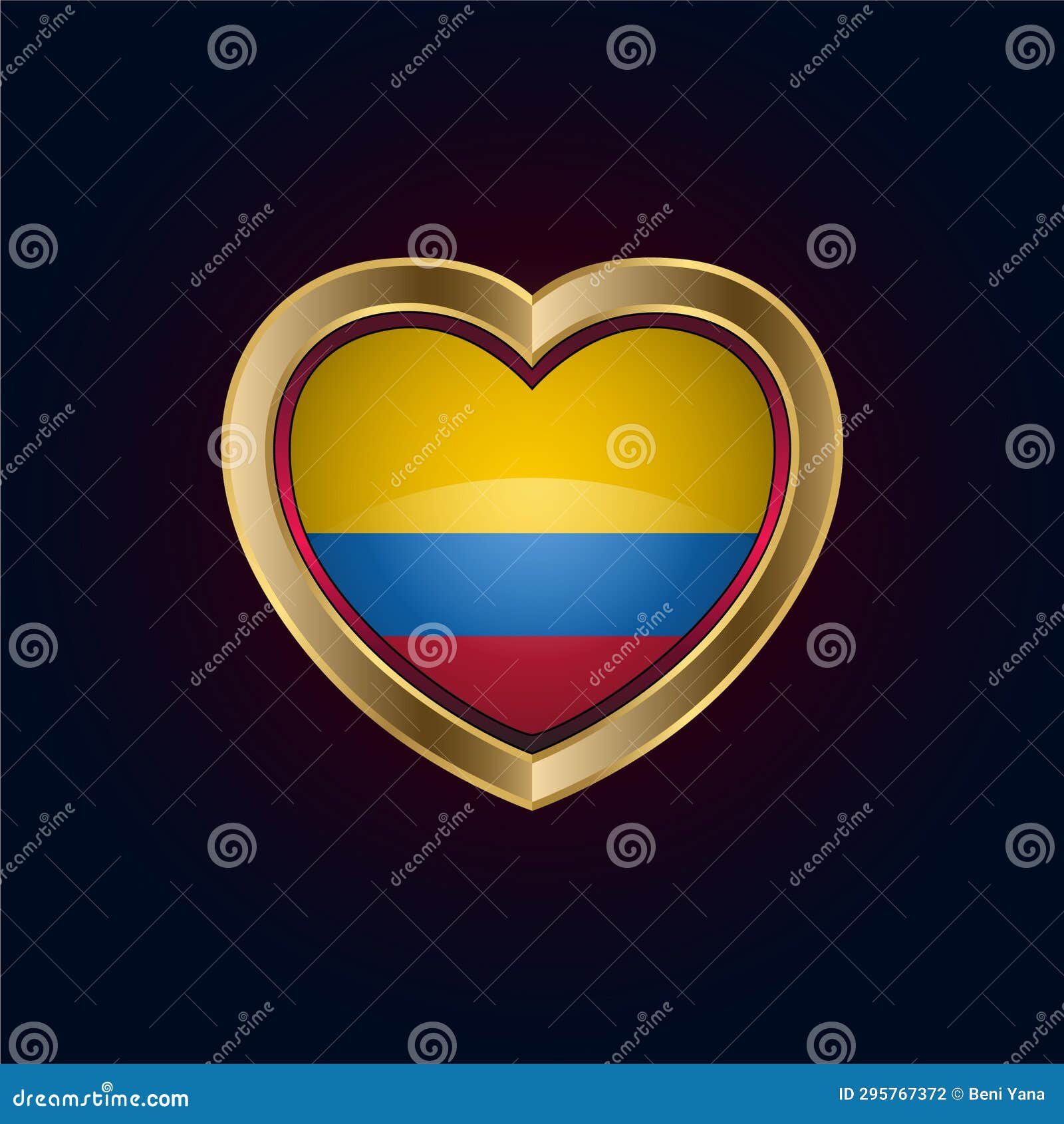 Golden Heart Shaped Illustration of Colombia Flag Stock Vector ...