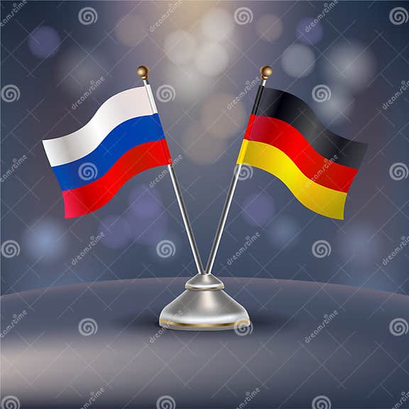 Russian Federation VS Germany Flag Relation in a Stand on Table. Vector ...