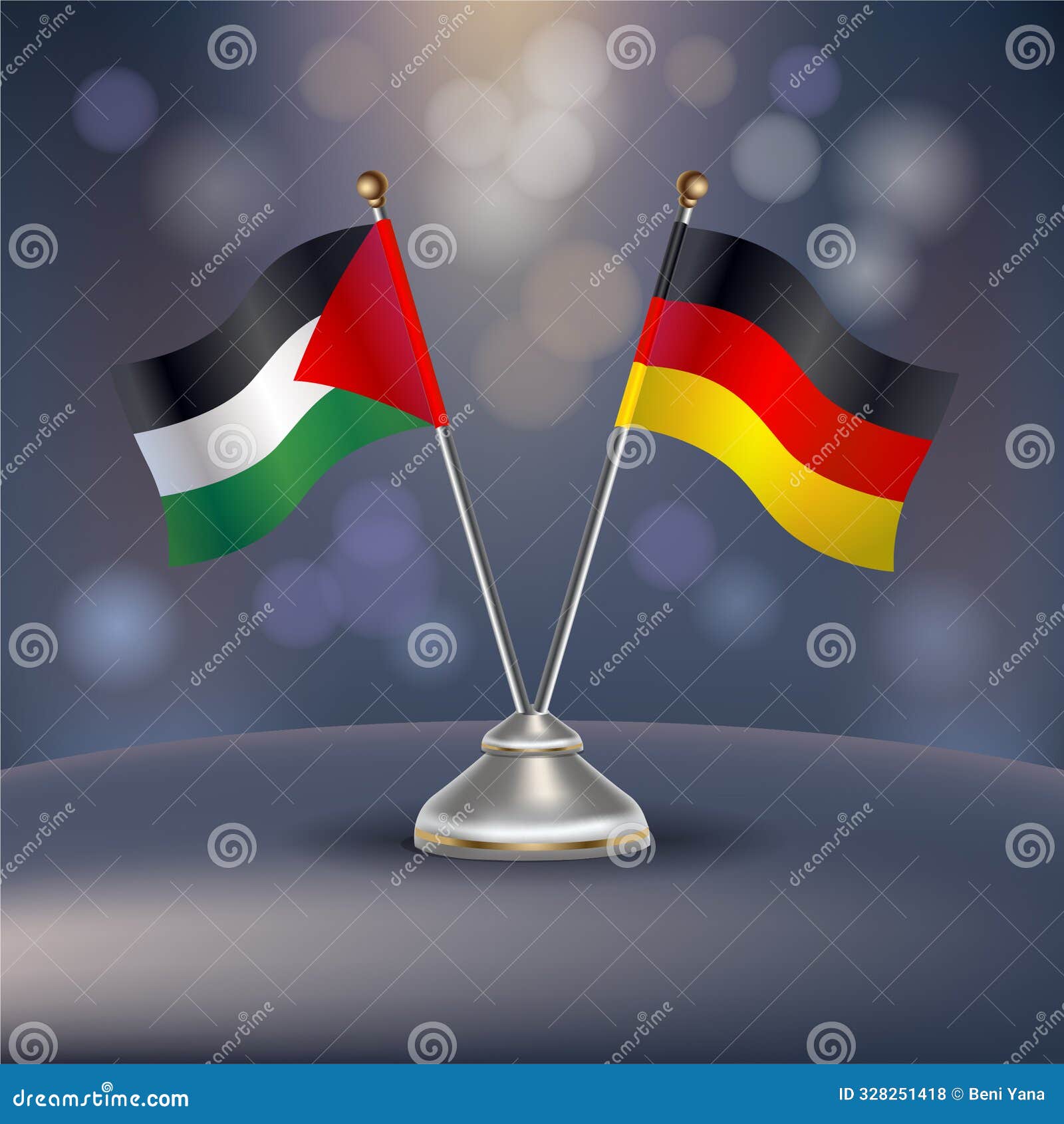 Palestine VS Germany Flag Relation in a Stand on Table Stock Vector ...