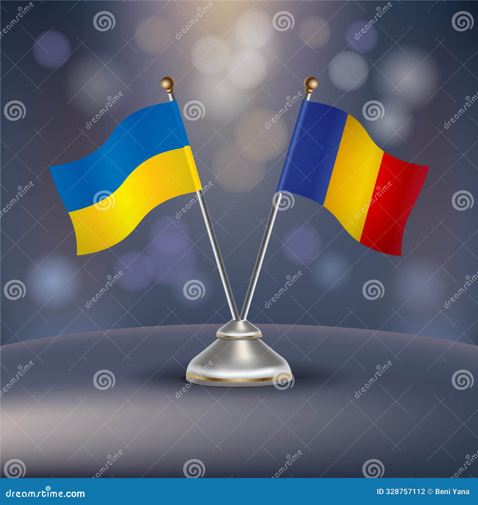 Ukraine VS Chad Flag Relation in a Stand on Table Stock Vector ...