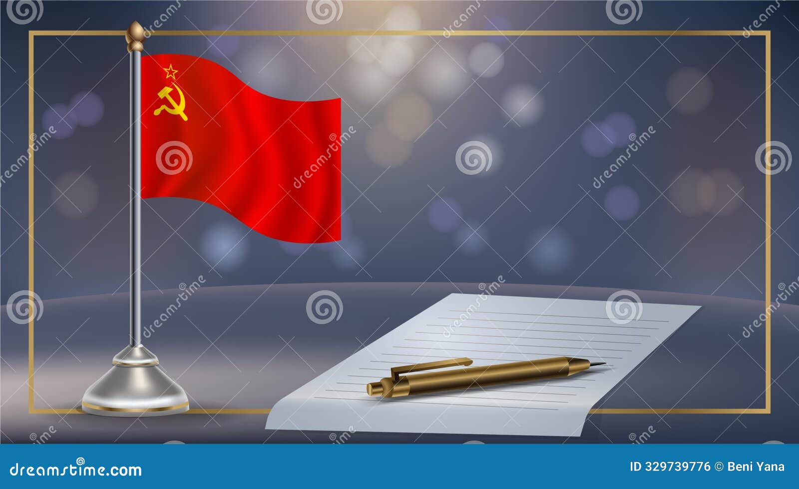 Small National Flag of USSR with Bokeh Background, Vector Illustration ...