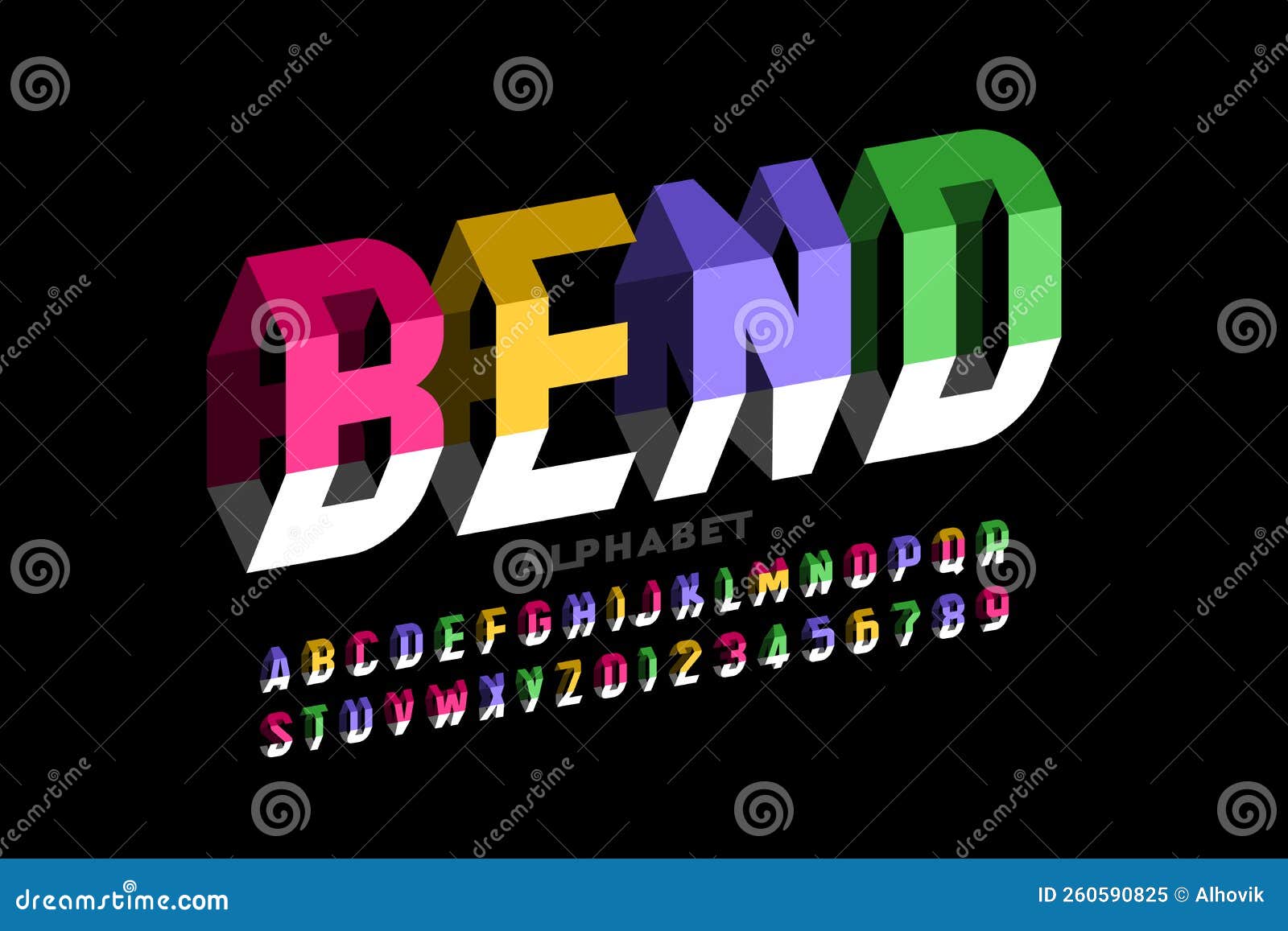 Bending 3D Style Font Design Stock Vector - Illustration of shadow ...