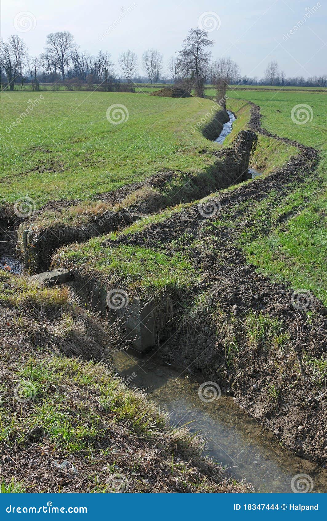 Bending Ditch in Winter Country Stock Photo - Image of rural, landscape ...