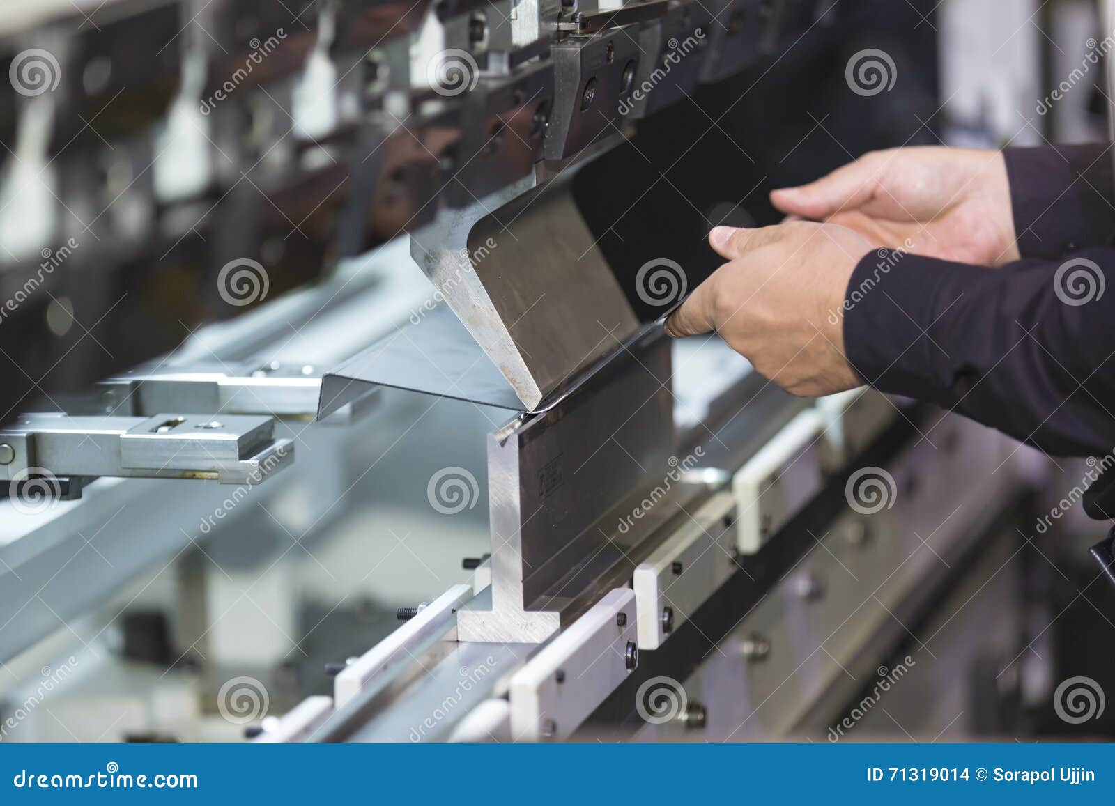 Bending Metal Sheet by Sheet Bending Machine Stock Photo - Image of ...
