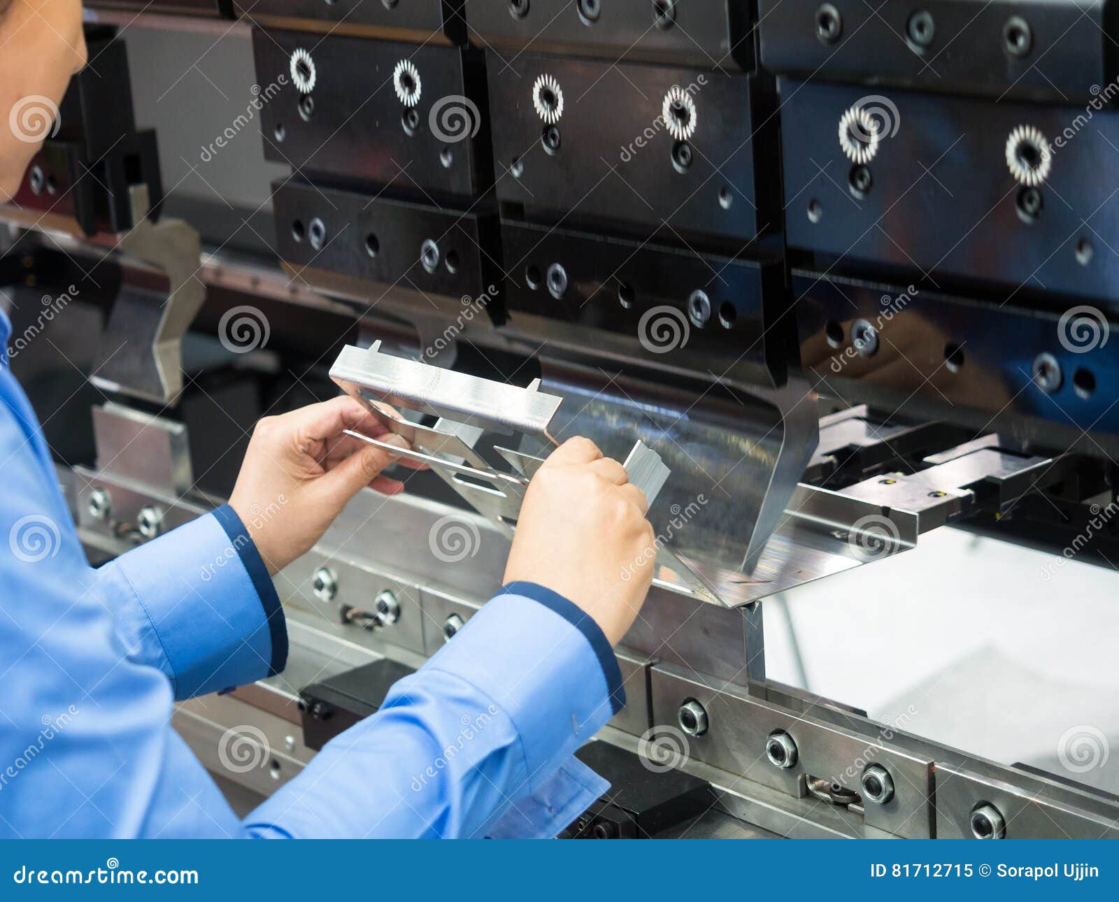 Bending Metal Sheet by Sheet Bending Machine Stock Image - Image of ...
