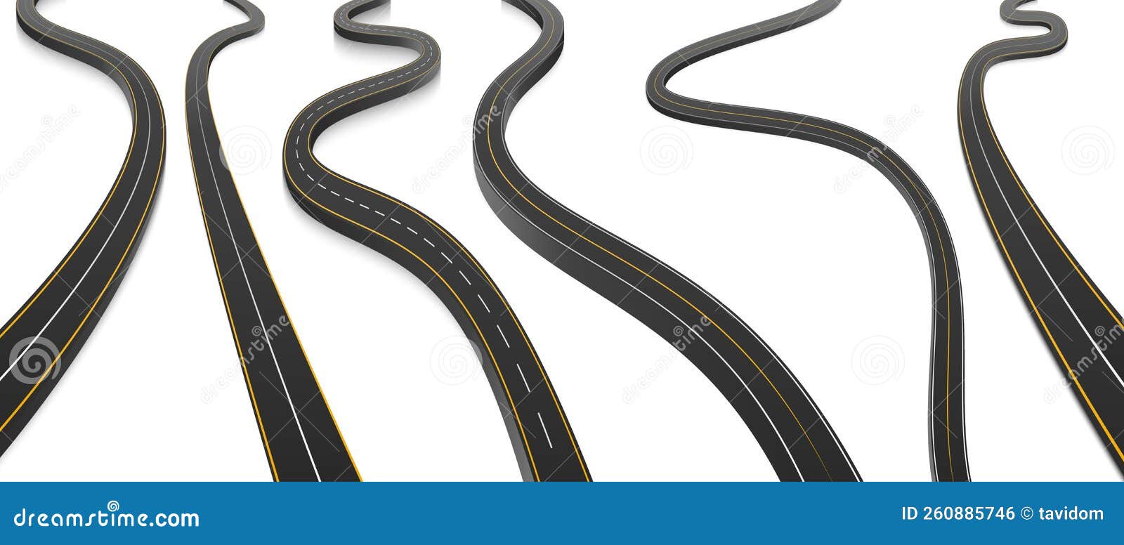 Bending Roads and High Ways with Shadows. Vector Volumetric Roads ...