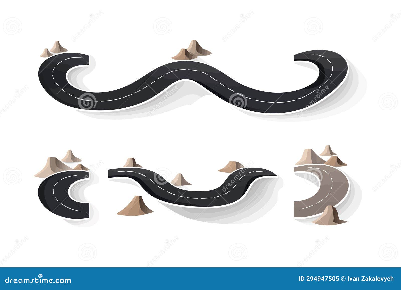 Bending Roads Vector Set, Stock Vector Illustration | CartoonDealer.com ...