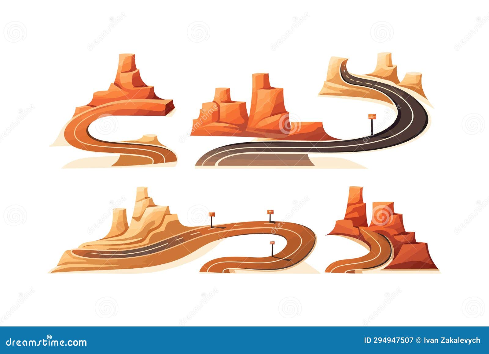 Bending Roads Vector Set, Stock Vector Illustration | CartoonDealer.com ...