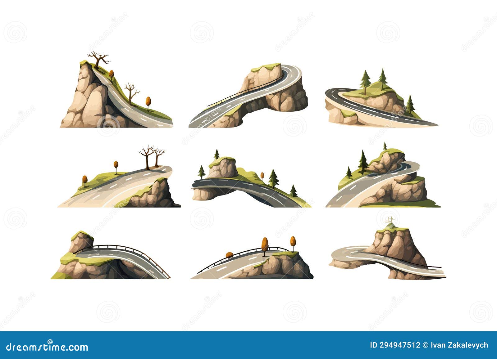 Bending Roads Vector Set, Stock Vector Illustration | CartoonDealer.com ...