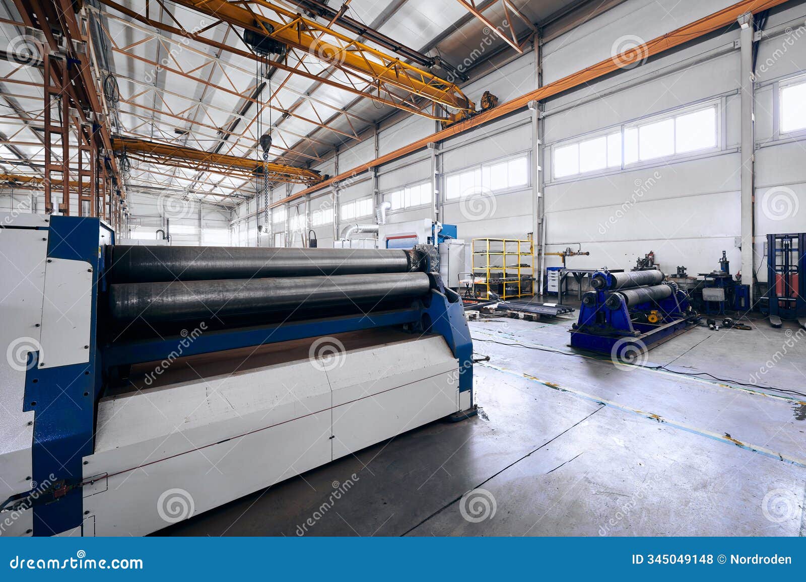 Bending Rolls Installed in Metal Sheet Processing Workshop Stock Photo ...