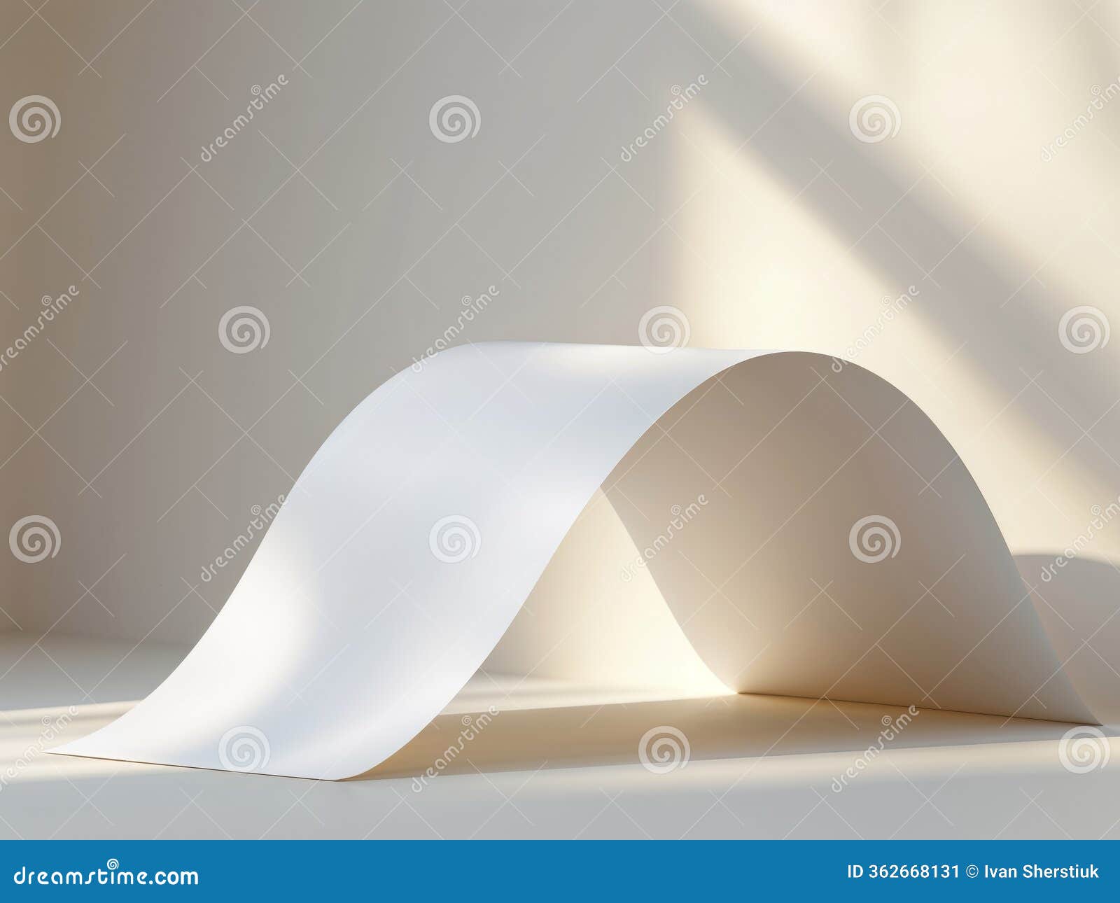 Bending White Paper Mockup With Soft Shadows And Modern Design. Stock ...