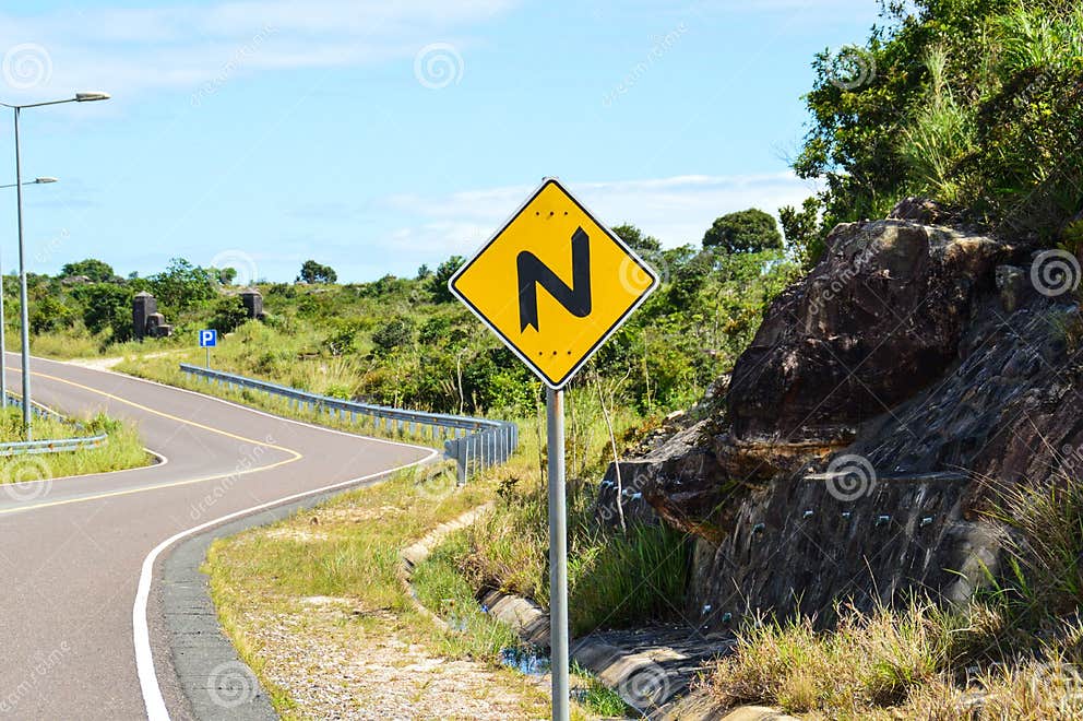 The bends on the road stock photo. Image of sign, journey - 94517250