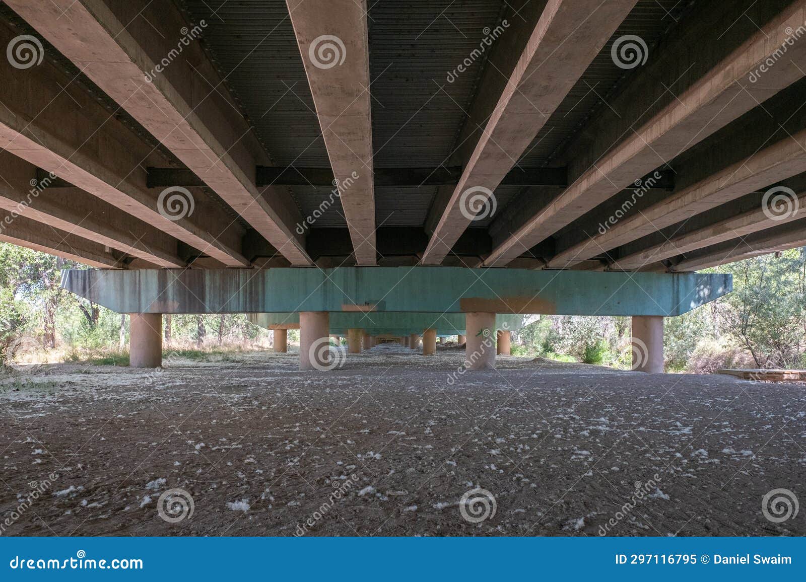Low Angle View of Support Structure Underneath an Overpass Stock Image ...