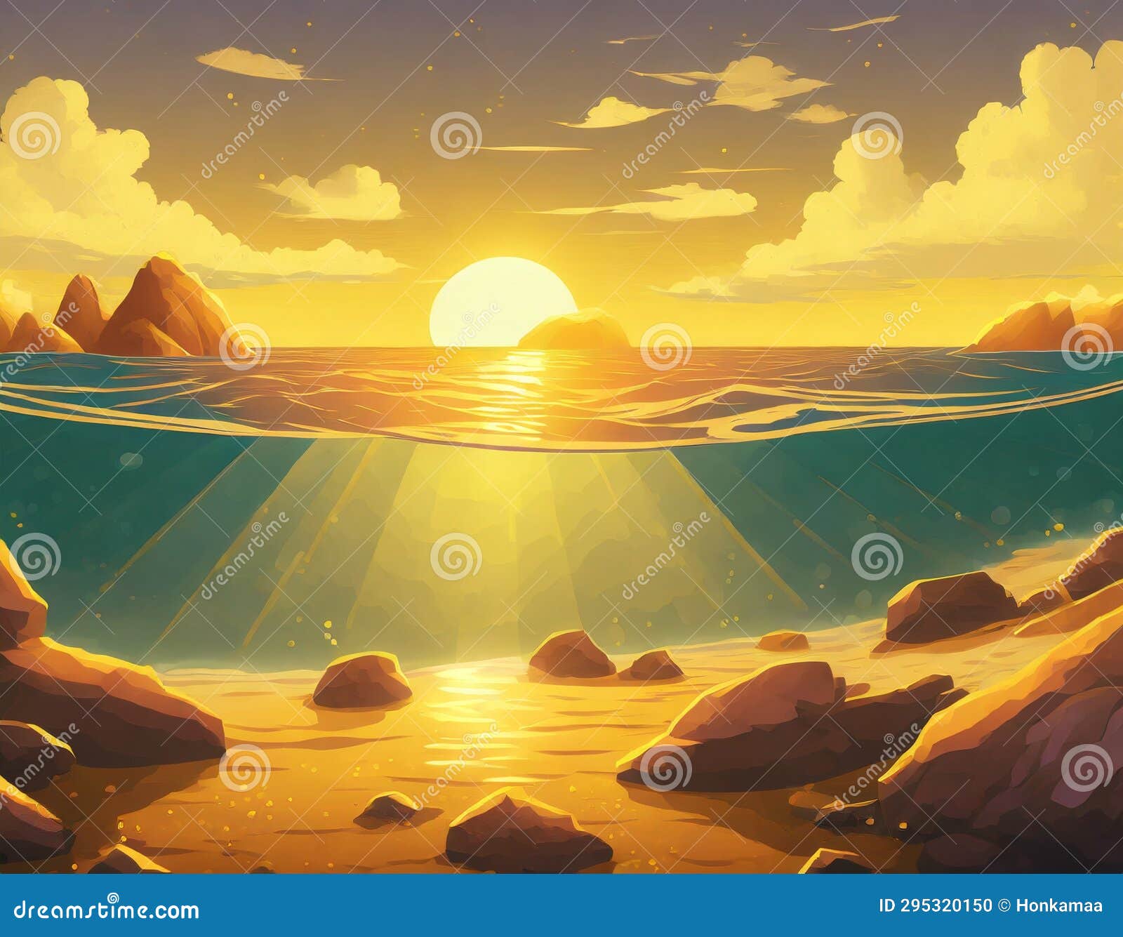 Beneath the Surface of the Ocean Stock Illustration - Illustration of ...