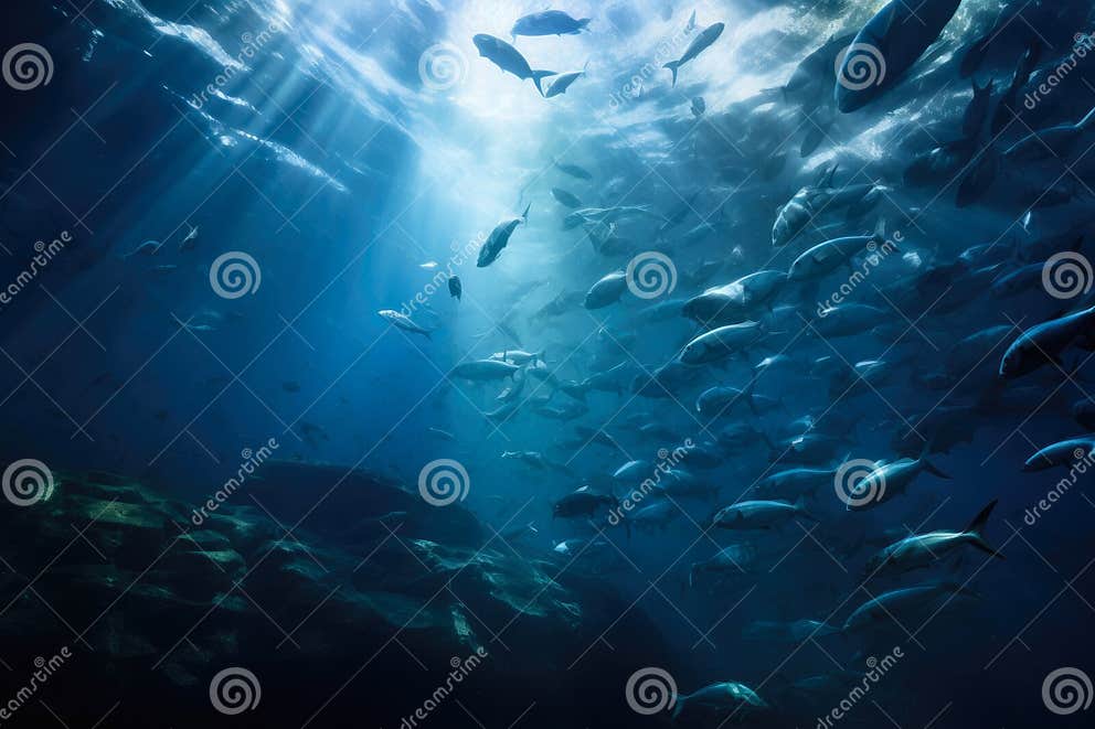 Beneath the Waves: Swimming with the Fish. Stock Photo - Image of ...