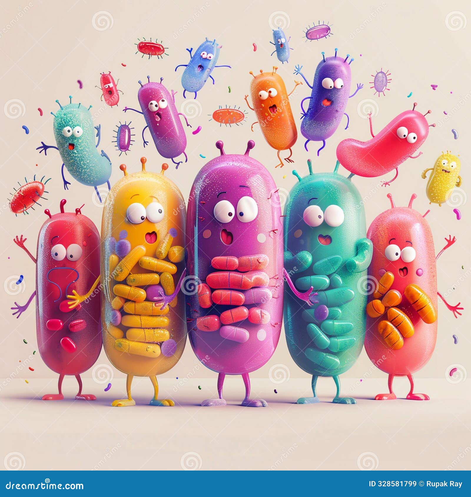 Beneficial Probiotic Bacteria Character Promo Image Stock Illustration ...